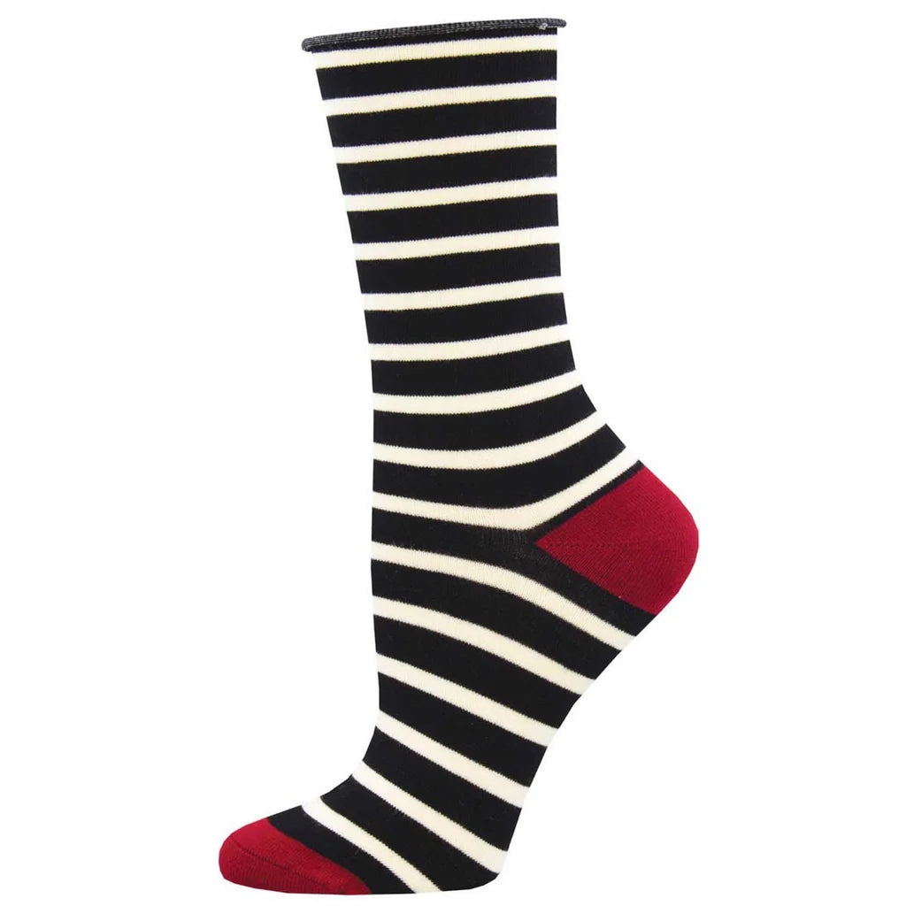 Bamboo Sailor Stripe Roll Top Socks For Women - Shop Now | Socksmith ...
