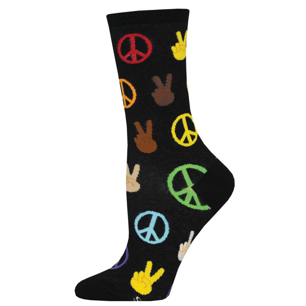 Colorful Peace Sign Socks for Women | Cotton Crew by Socksmith ...
